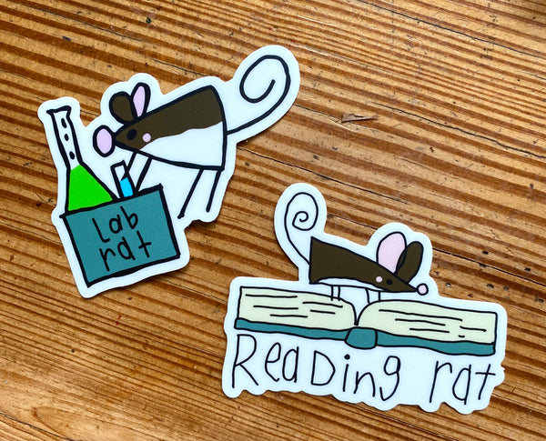 Reading Rat Sticker – Stacey Malasky